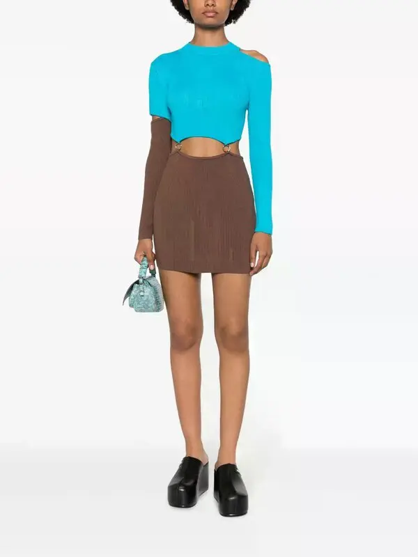 Andersson Bell Cut-out Two-tone Ribbed Knit Dress - Blue