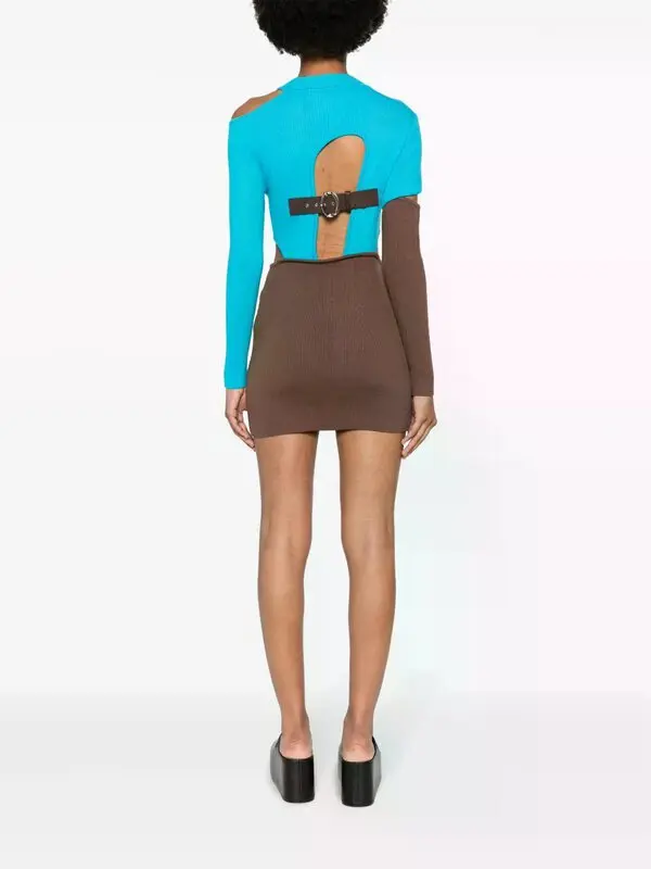 Andersson Bell Cut-out Two-tone Ribbed Knit Dress