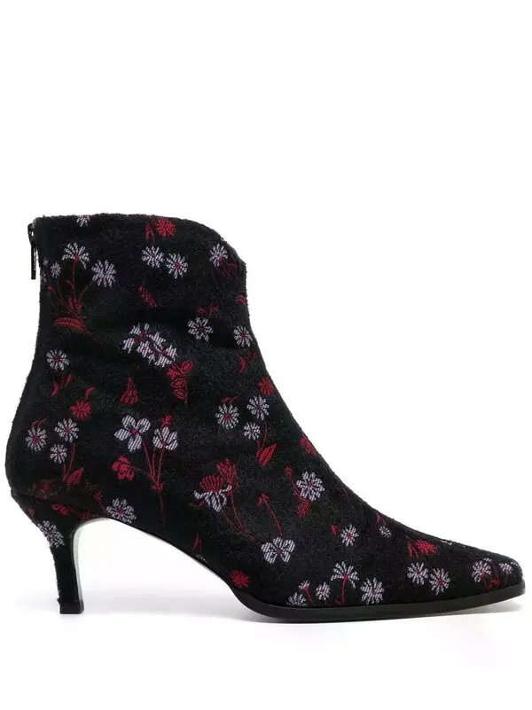 MAME KUROGOUCHI Floral Embroidered Velvet Boots