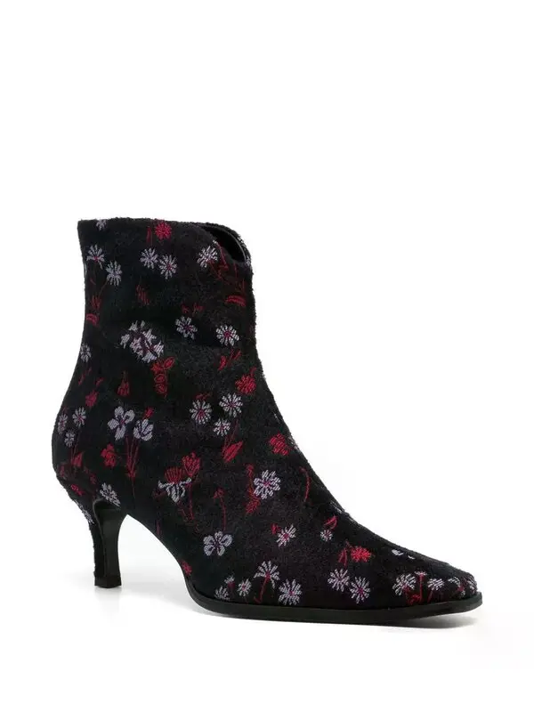 MAME KUROGOUCHI Floral Embroidered Velvet Boots