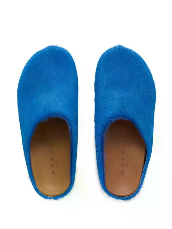 Marni Fussbett Sabot Slip-on Slippers In Calf Hair - Blue