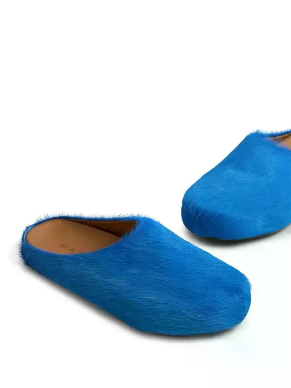 Marni Fussbett Sabot Slip-on Slippers In Calf Hair - Blue