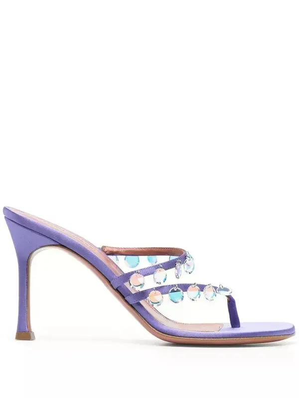 Amina Muaddi Tina Embellished Sandals - Purple