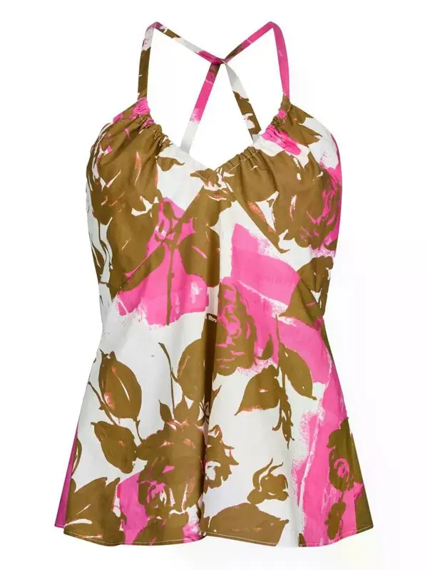 Liu Jo Sleeveless Floral Print Top - Pink