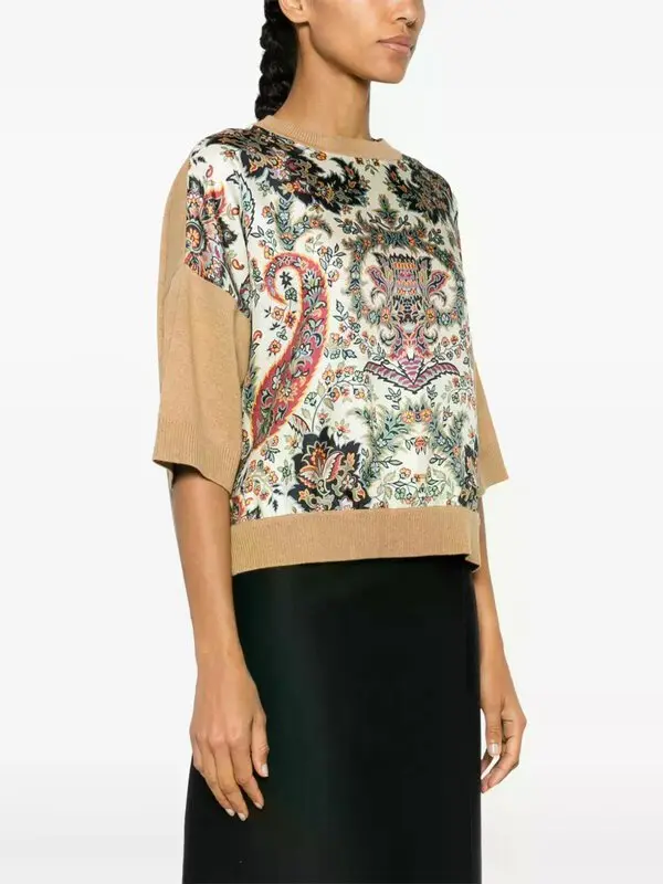Etro Floral Print Silk Panelled Jumper
