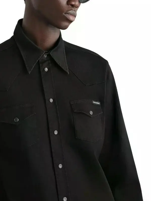Dolce & Gabbana Coated Denim Shirt - Black
