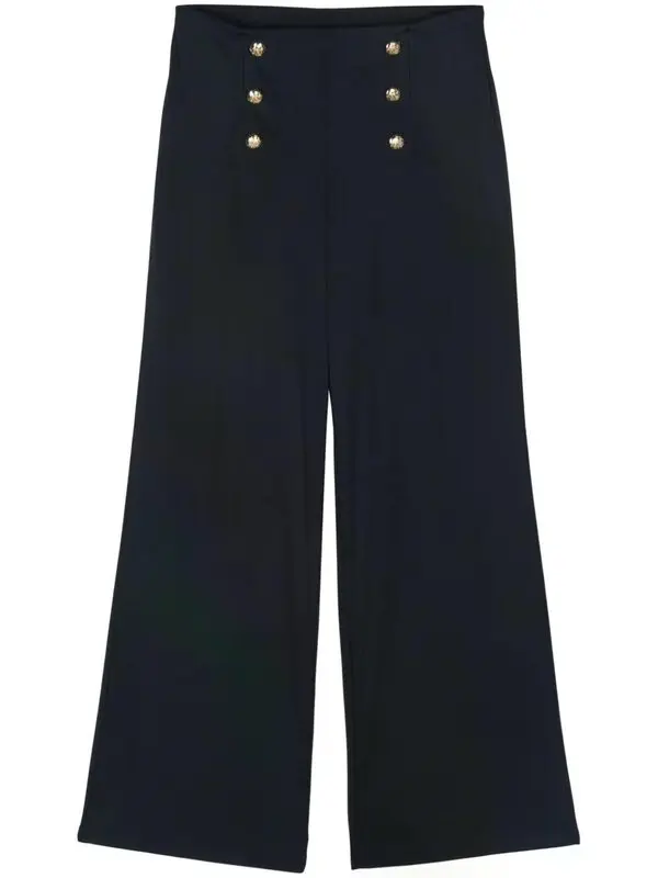 Ralph Lauren Wide-leg Trousers With Embossed Gold-tone Buttons - Blue