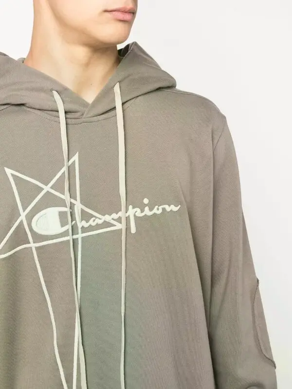 Rick Owens Logo-embroidered Hoodie
