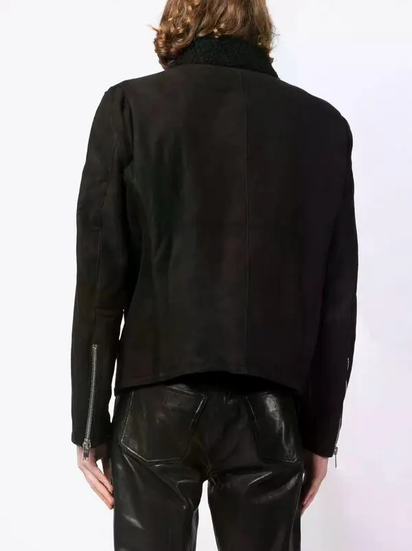 LES HOMMES Suede Biker Jacket With Faux Shearling