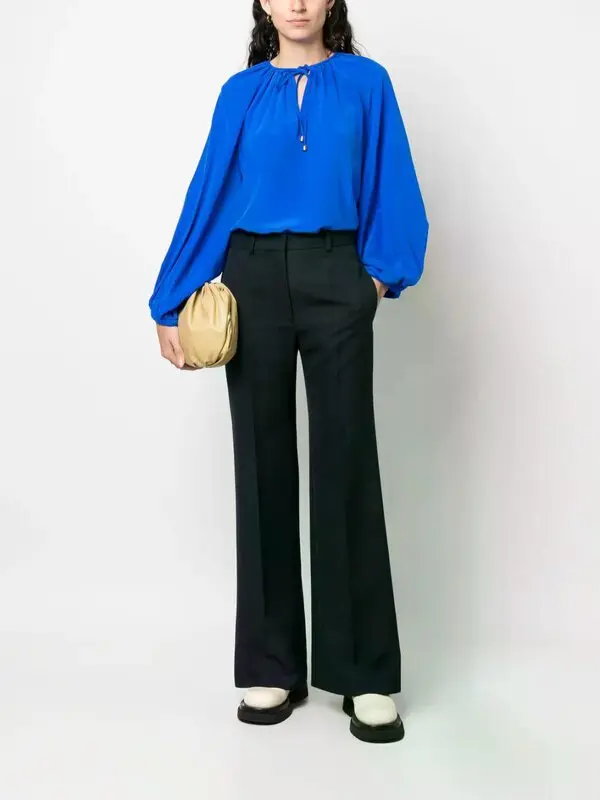 PHAEONIA Phaieonia Self-tie Silk Blouse - Blue
