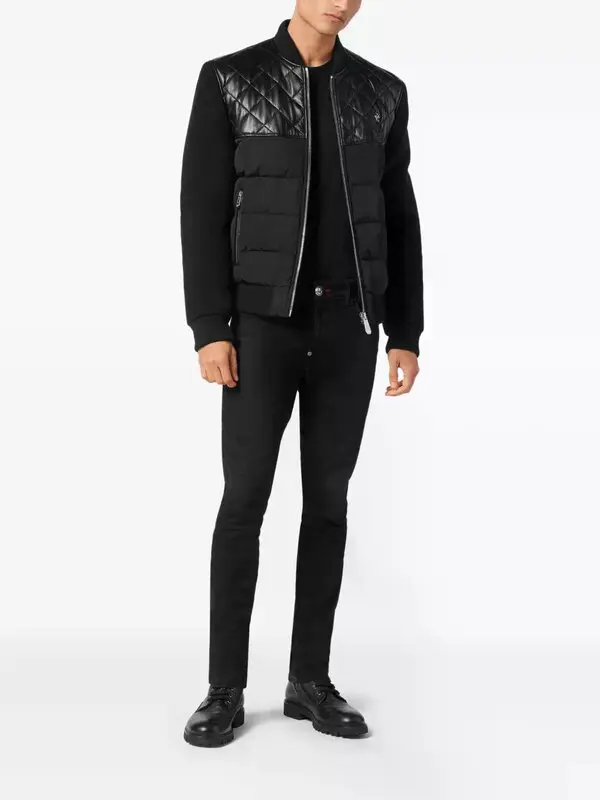 Philipp Plein Padded Leather Bomber Jacket