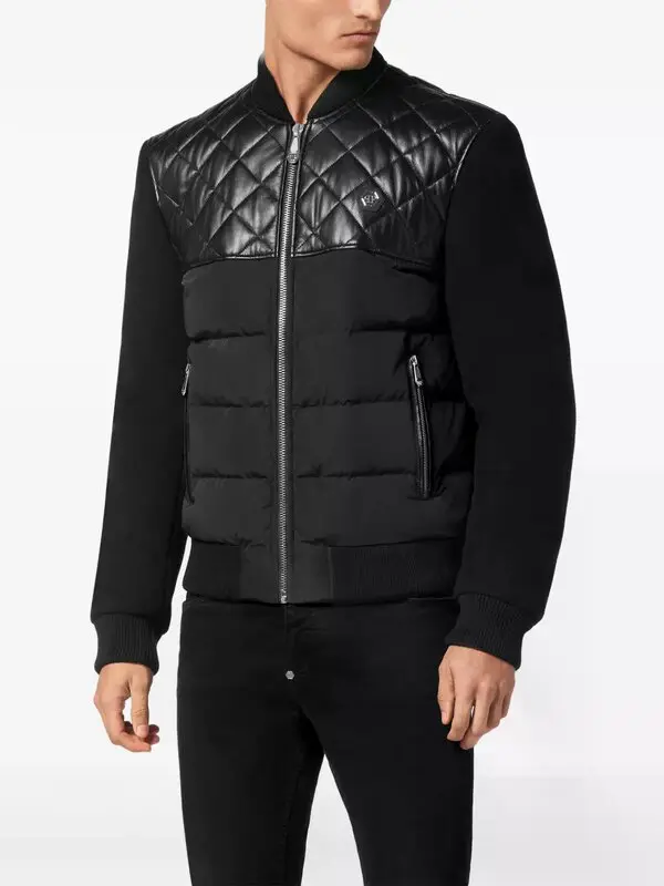 Philipp Plein Padded Leather Bomber Jacket