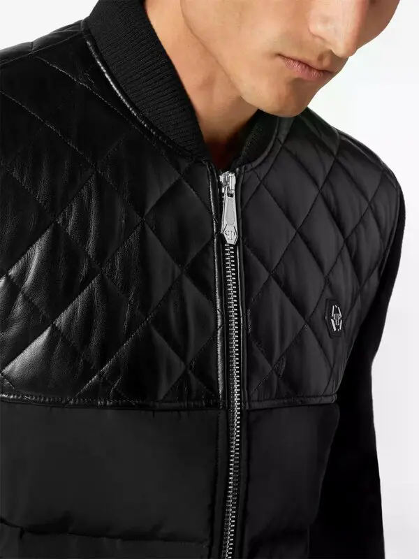 Philipp Plein Padded Leather Bomber Jacket