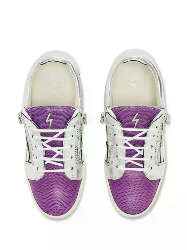GIUSEPPE ZANOTTI Nicki Sneakers With Metallic Finish And Colour-block Panelling - Silver