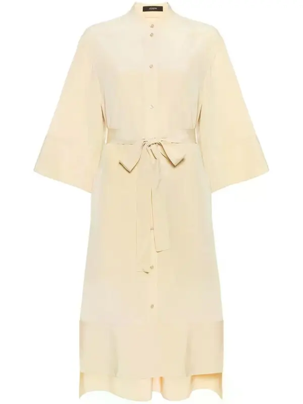 JOSEPH Silk Collarless Midi Dress - Neutrals