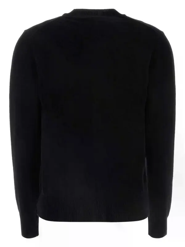 Play Comme Des Garcon Wool Cardigan With Heart Appliqu - Black