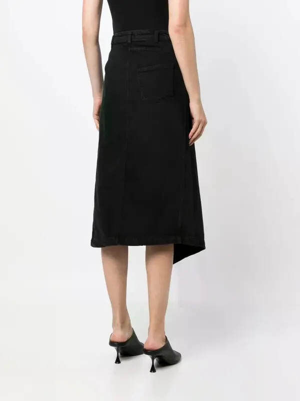 Goen.j Denim Asymmetric Skirt - Black