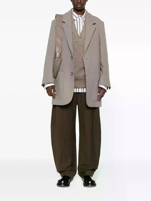 AMI Paris Single-breasted Twill Coat