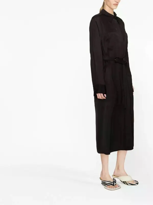 JIL SANDER Single-breasted Belted Coat - Brown