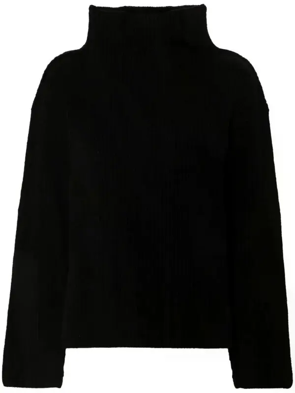 Marni Virgin Wool Ribbed Knit High Neck Sweater