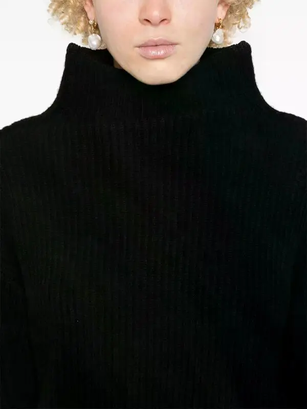 Marni Virgin Wool Ribbed Knit High Neck Sweater