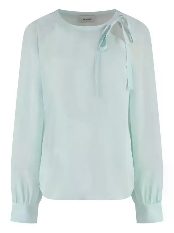 St. John Silk Blouse With Bow Detailing - Blue