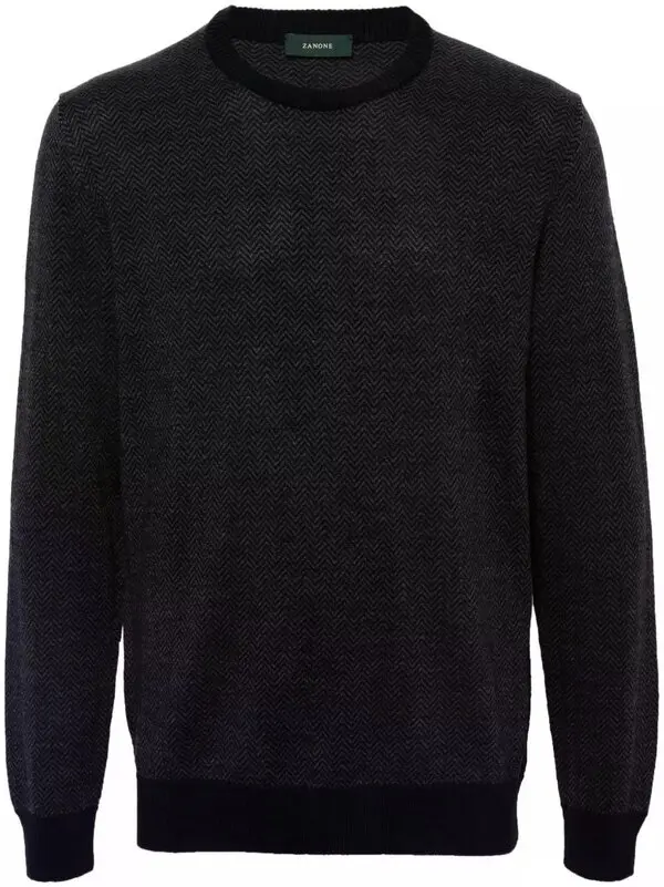 ZANONE Virgin Wool Jacquard Crew Neck Sweater