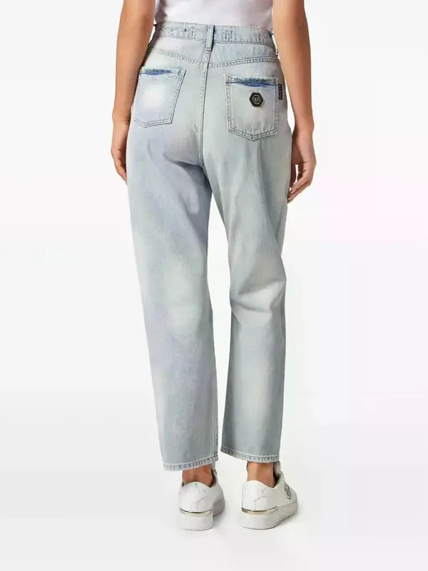 Philipp Plein Heart Patch Embellished Straight Leg Jeans