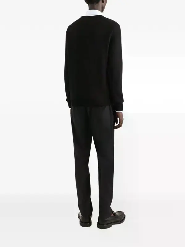 Dolce & Gabbana Logo Plaque Wool Jumper - Black