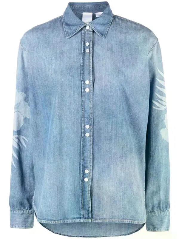 Pinko Floral-print Denim Shirt - Blue