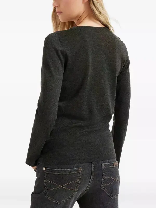 Brunello Cucinelli Fine Knit Crew Neck Long Sleeve Top