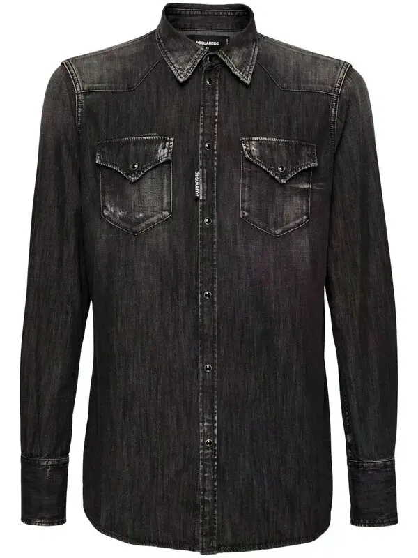 Dsquared2 Washed-denim Shirt - Black