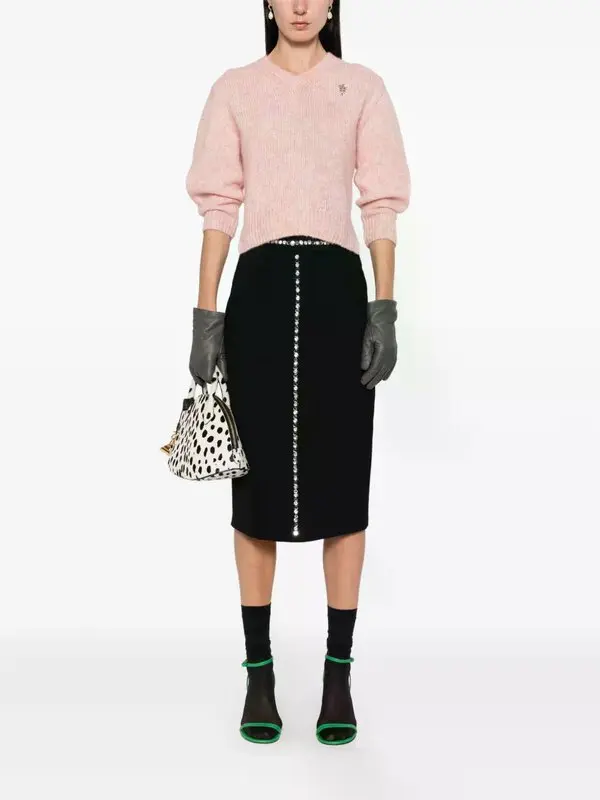 N°21 Glass Crystal Embellished Crepe Mini Skirt