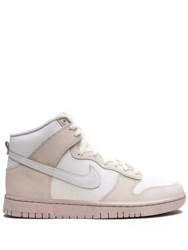 Nike Dunk High Retro Prm Cracked Leather Swoosh Sneakers - Pink