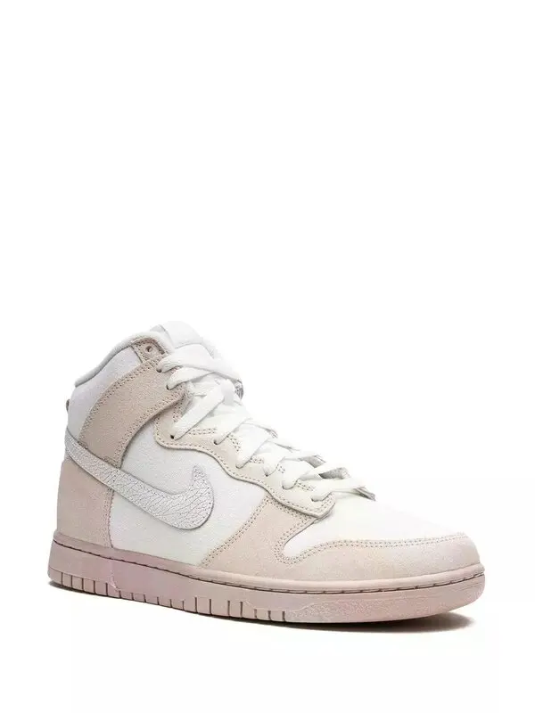 Nike Dunk High Retro Prm Cracked Leather Swoosh Sneakers - Pink