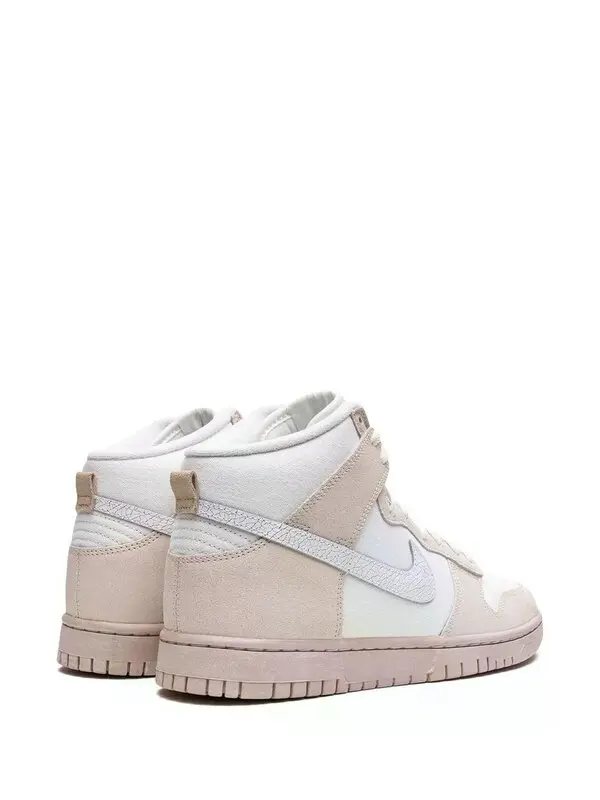 Nike Dunk High Retro Prm Cracked Leather Swoosh Sneakers - Pink