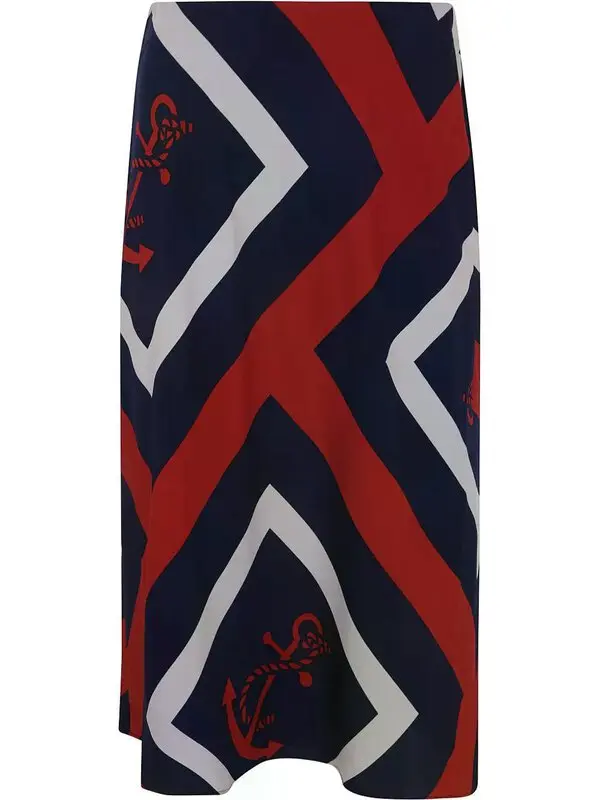 Ralph Lauren Anchor Print Midi Skirt - Blue