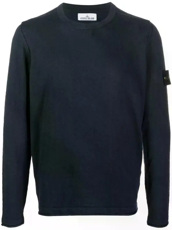 Stone Island Logo Patch Sleeve Jumper - Blue