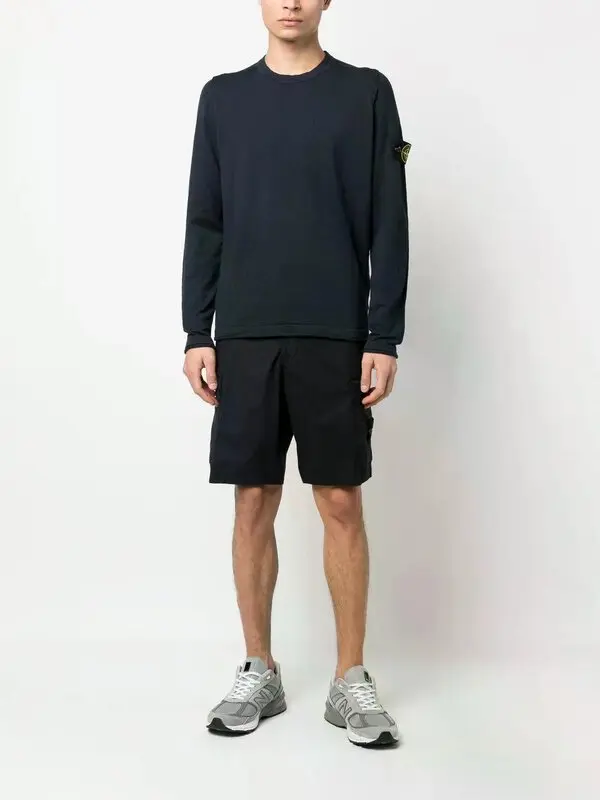 Stone Island Logo Patch Sleeve Jumper - Blue