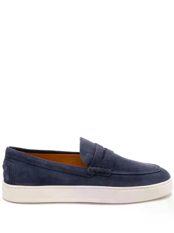 TOD'S Suede Penny Slot Loafers - Blue