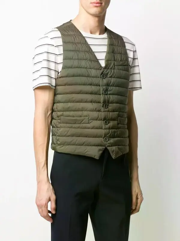 Herno Quilted V-neck Gilet - Green