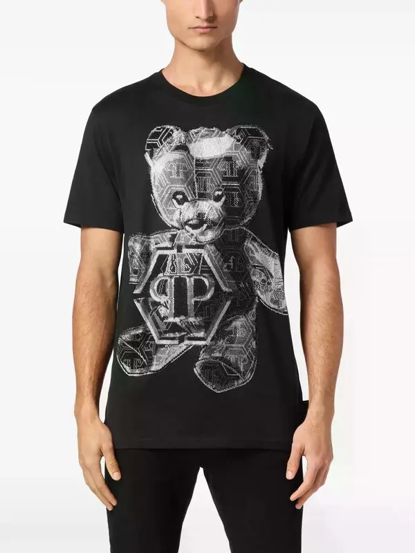 Philipp Plein Teddy Bear-appliqué Cotton Shirt - Black