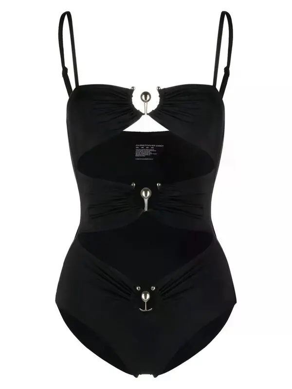 Christopher Esber Square Neck Cut-out Swimsuit - Black