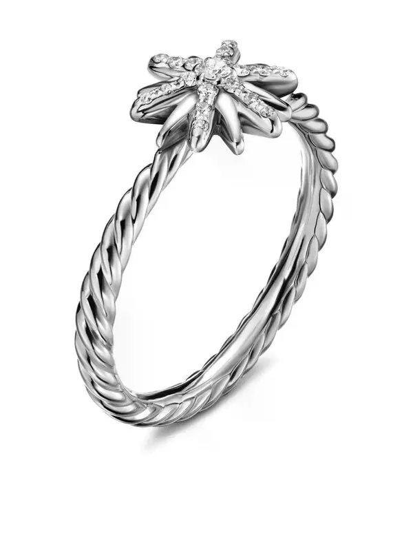 David Yurman Sterling Petite Starburst Diamond Ring