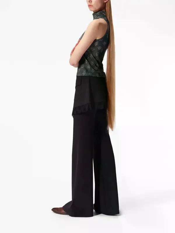 MARGHERITA MACCAPANI Layered Flared Trousers With Lace Detailing