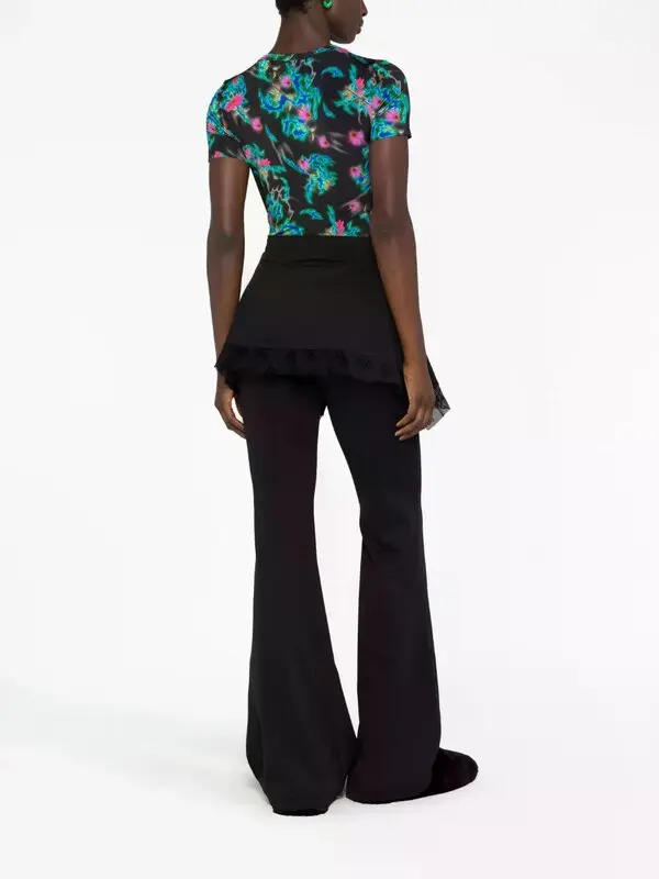 MARGHERITA MACCAPANI Layered Flared Trousers With Lace Detailing