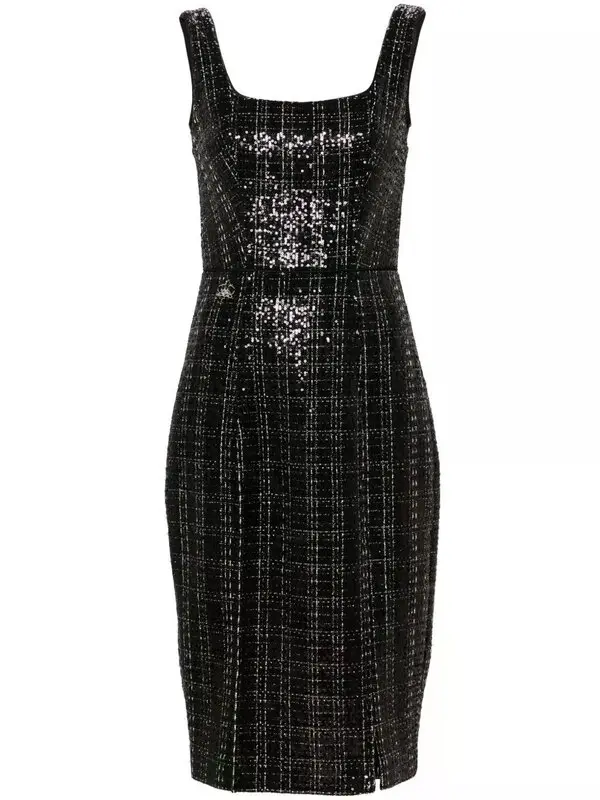 GENNY Sequinned Tweed Midi Dress