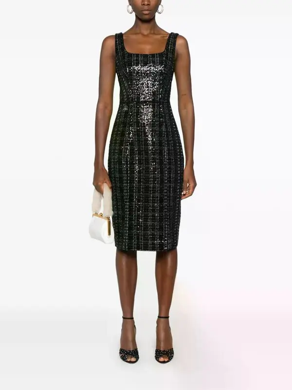 GENNY Sequinned Tweed Midi Dress