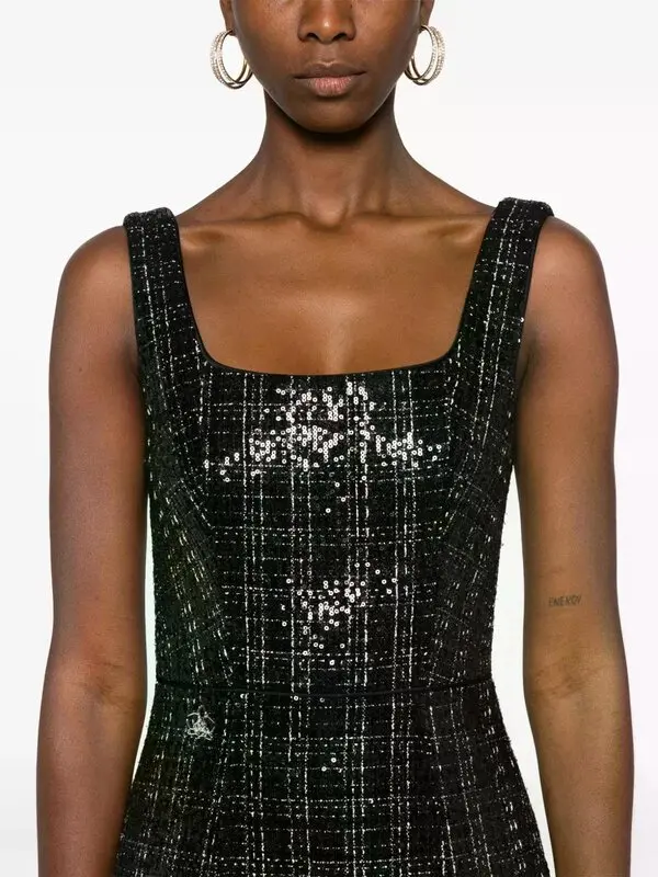 GENNY Sequinned Tweed Midi Dress
