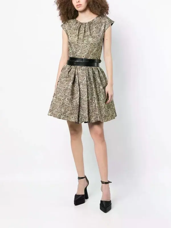 Dice Kayek Floral-jacquard Flared Dress - Gold